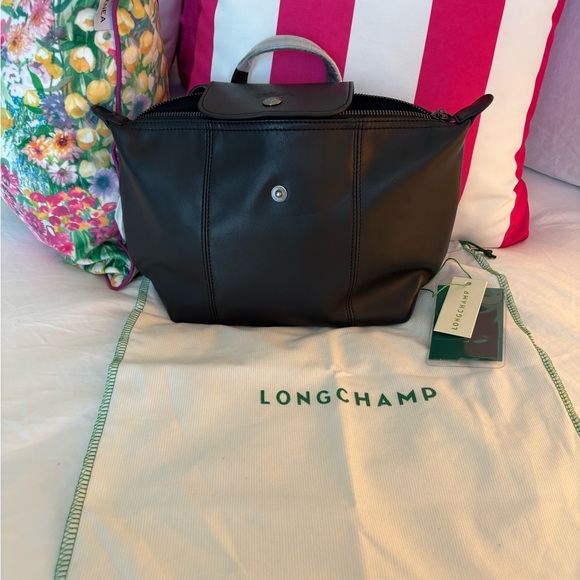 Longchamp | Bags | Longchamp Lepliage Black Lamb Leather New With Tags ...
